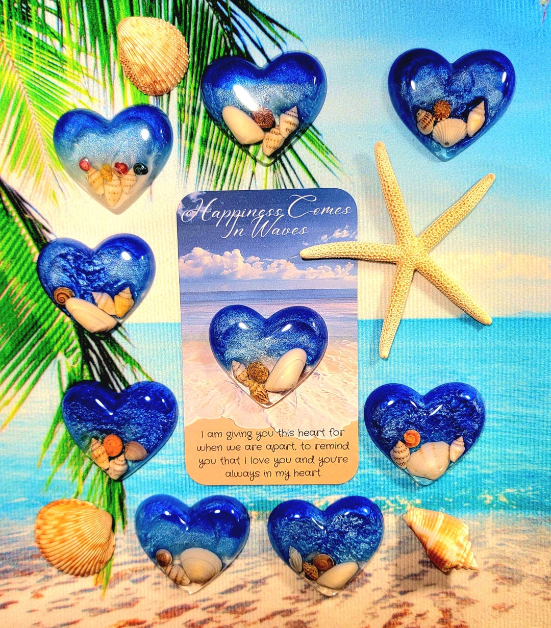 Beach Heart, Heart of the Ocean, Seashell Resin Heart, Beachy Christmas ...