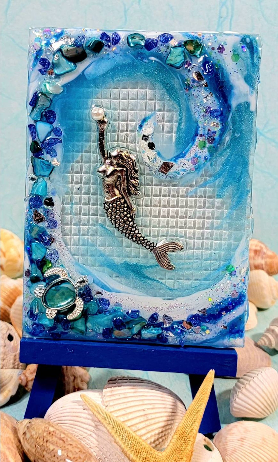 Three-dimensional Mixed Medium Mermaid Wave Art and Sea Turtle - Etsy