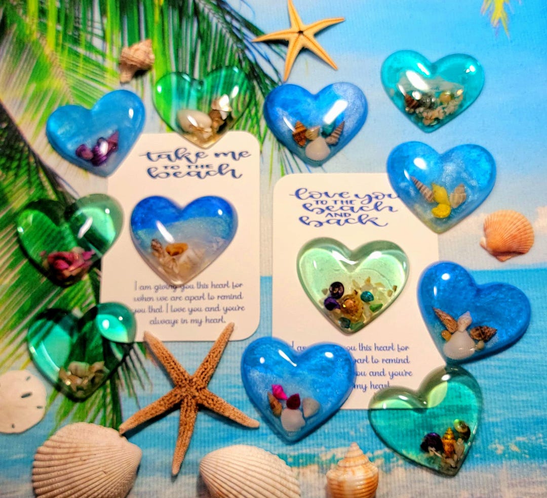 Beach Heart, Seashell Resin Heart Decor, Beachy Christmas Gift, Coastal ...
