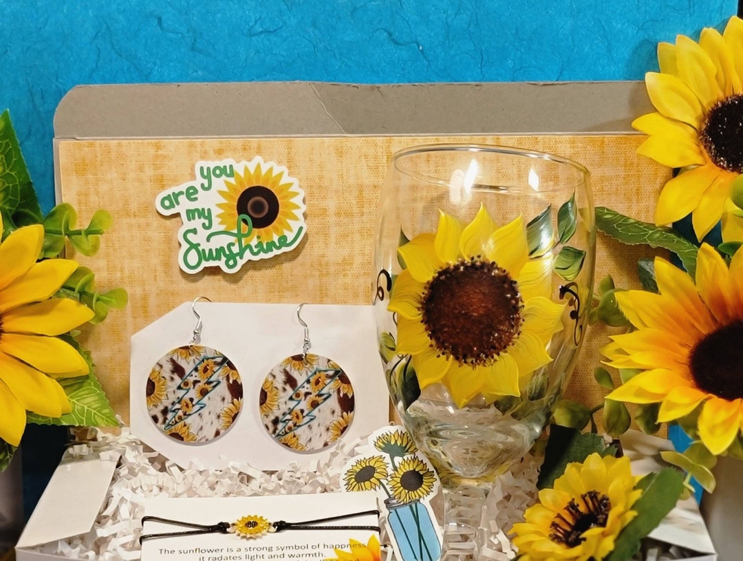 Sunflower Gift Box Sunflower Hand Painted Iced Tea Glass - Etsy