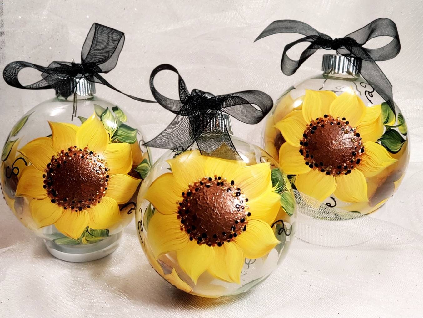 Hand Painted Sunflower Ornament with FREE Personalization and | Etsy