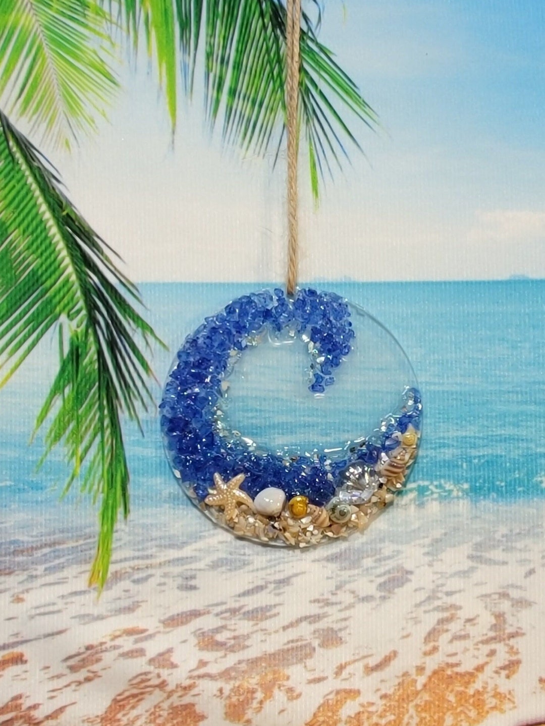 Ocean Wave Ornament, Coastal Christmas Ornament, Display Easel, Beach ...