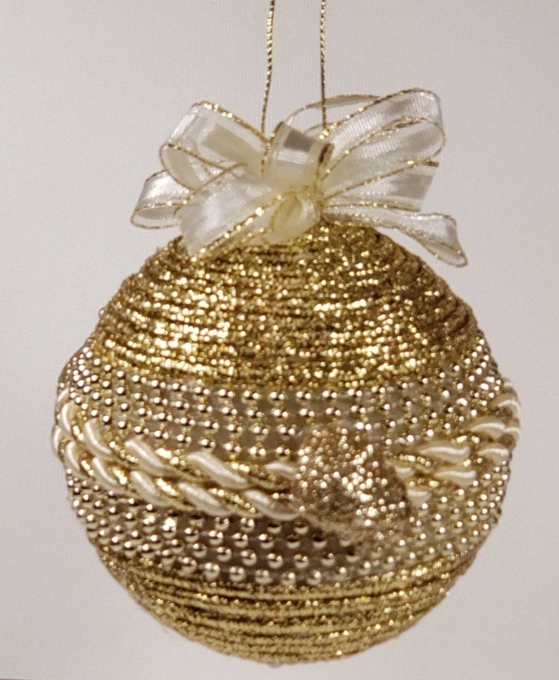 Handmade Coastal Gold and Cream Satin Rope Décor Ornament - Etsy