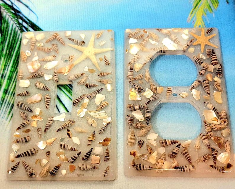 Handmade Seashell Switch Plate Covers, Coastal Toggle Switch Plates ...