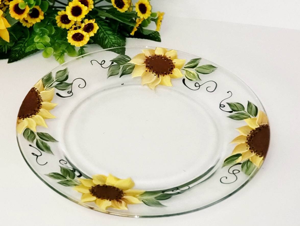 Hand Painted Sunflower Plate Sunflower Candle Plate - Etsy