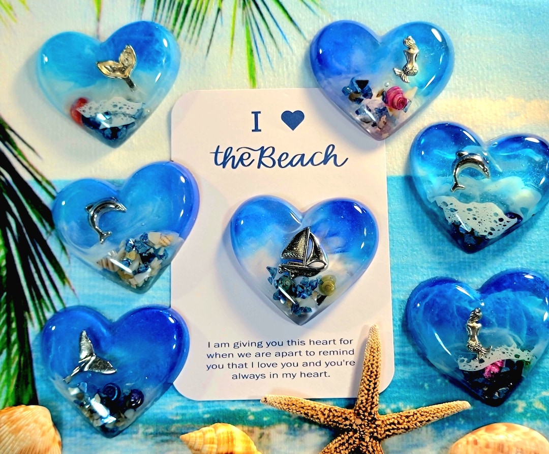 Beach Resin Hearts, Underwater Scene Hearts, Mermaid Hearts, Dolphin ...