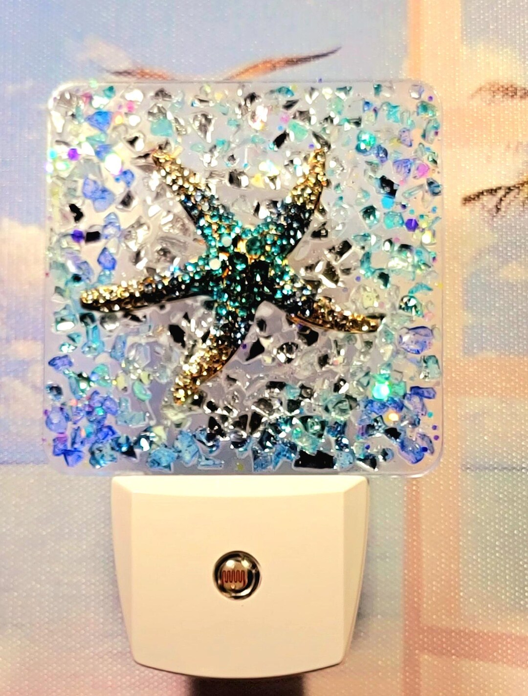 Blue Rhinestone Starfish LED Sensor Nightlight, Ambient Lighting ...