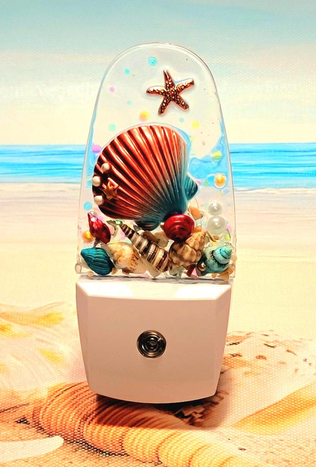 Seashell Night Light, Coastal LED Sensor Night Light, Handcrafted ...