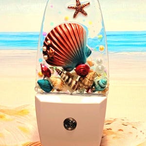 Seashell Night Light, Coastal LED Sensor Night Light, Handcrafted ...