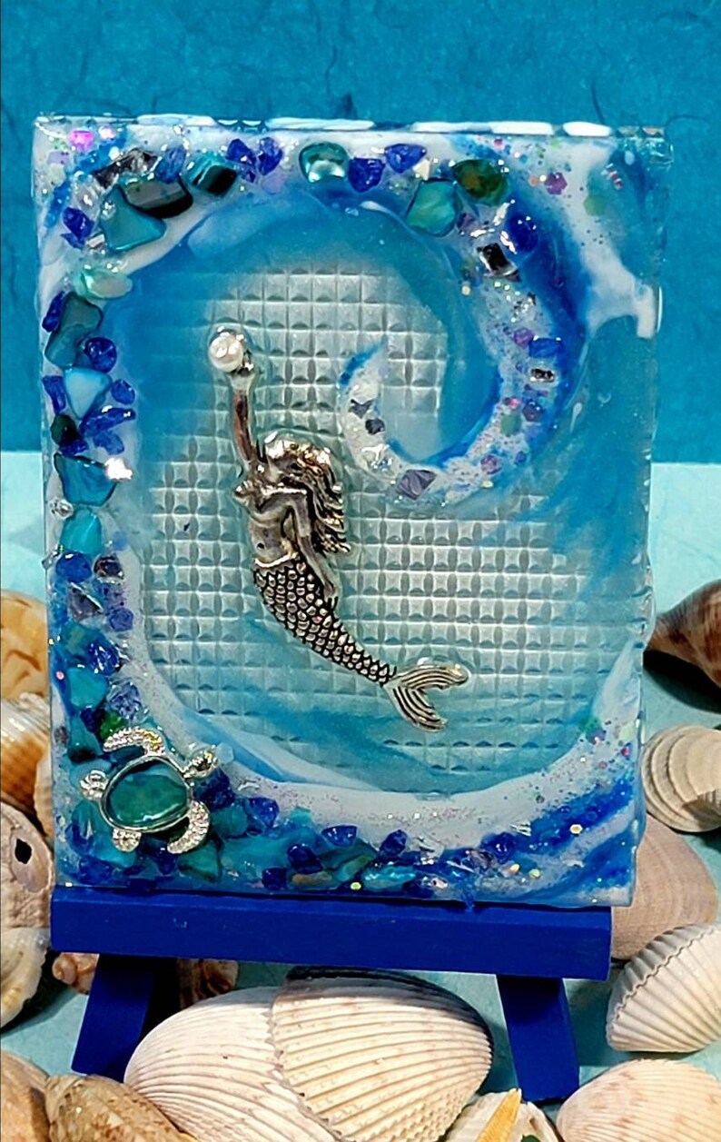 Three-dimensional Mixed Medium Mermaid Wave Art and Sea Turtle - Etsy