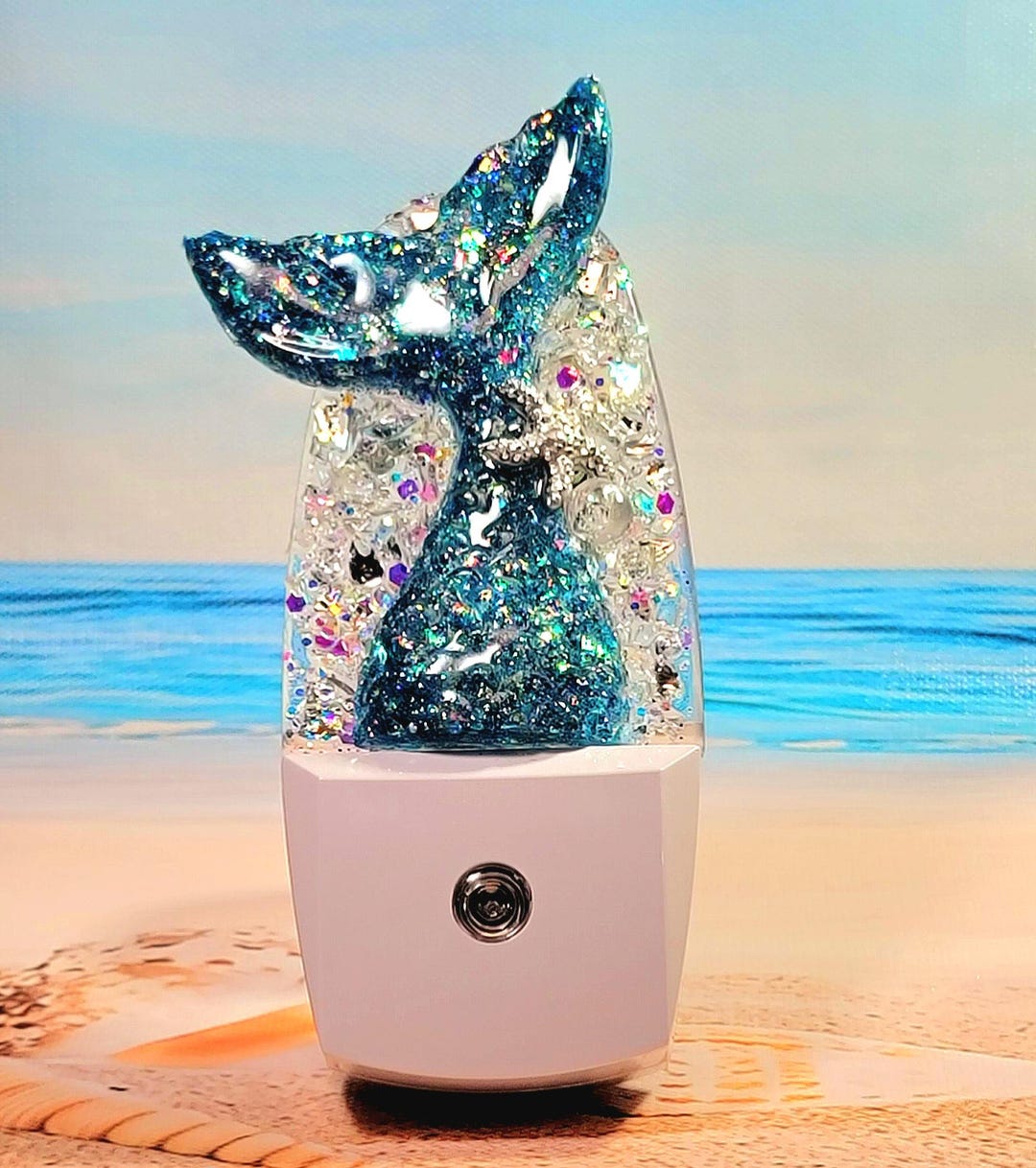 LED Sensor Mermaid Tail Nightlight, Coastal Lighting Decor, Embellished ...