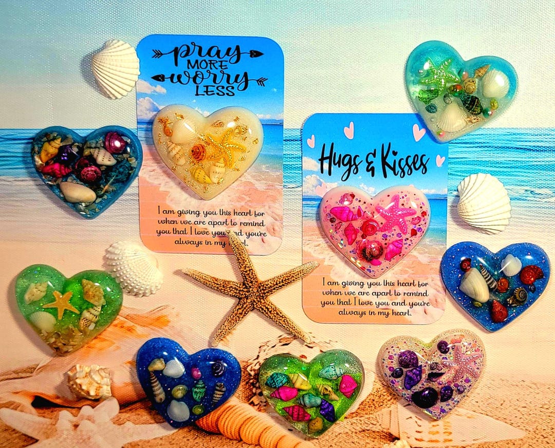 Beach Heart Hug With Colorful Seashells, Ocean Inspired Heart, Thinking ...