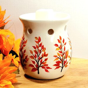Ceramic Tealight Wax Warmer Featuring Orange Red and Gold Color Fall ...