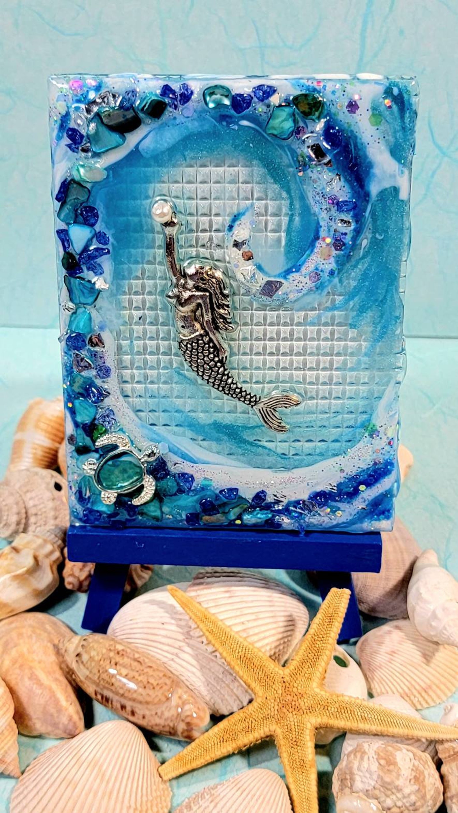 Three-dimensional Mixed Medium Mermaid Wave Art and Sea Turtle - Etsy