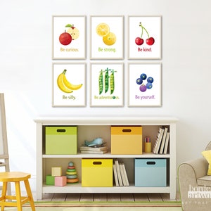Positive Affirmation Wall Art, Fruit Nursery Prints, Kids Room Decor ...