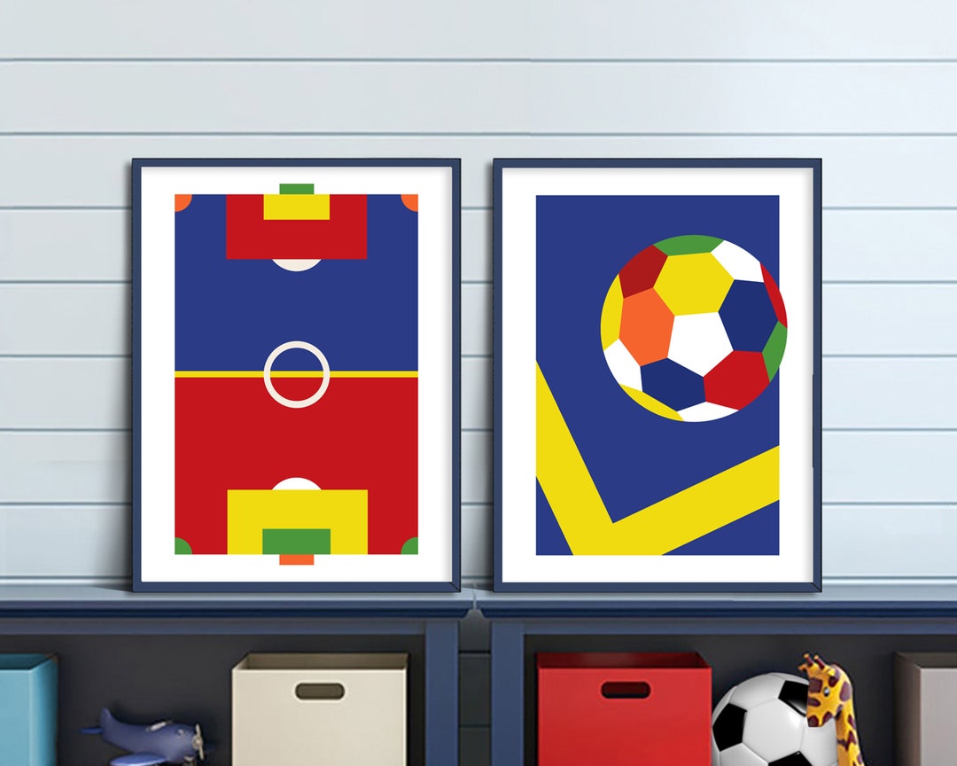 Soccer Poster Prints in Primary Colors, Printable Wall Art for Kids ...