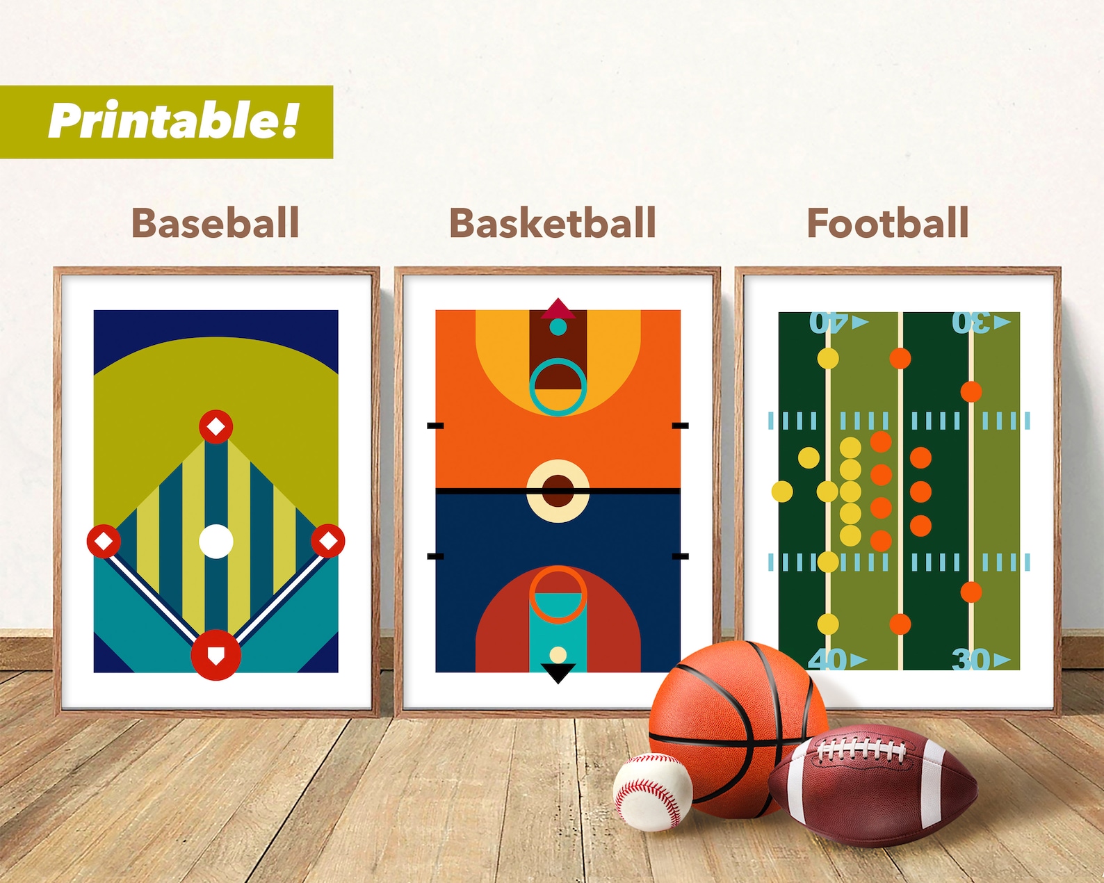 Set of 3 Sports Theme Modern Art Prints Extra Large Wall Art - Etsy
