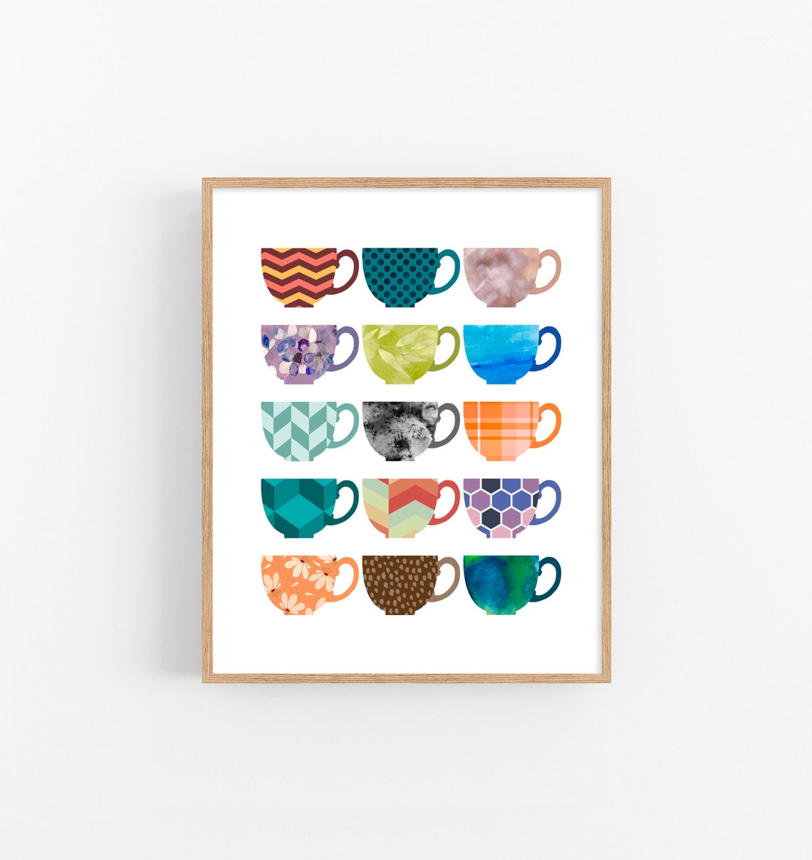 Coffee Cup Poster Teacup Art Tea Gifts Modern Kitchen Wall | Etsy