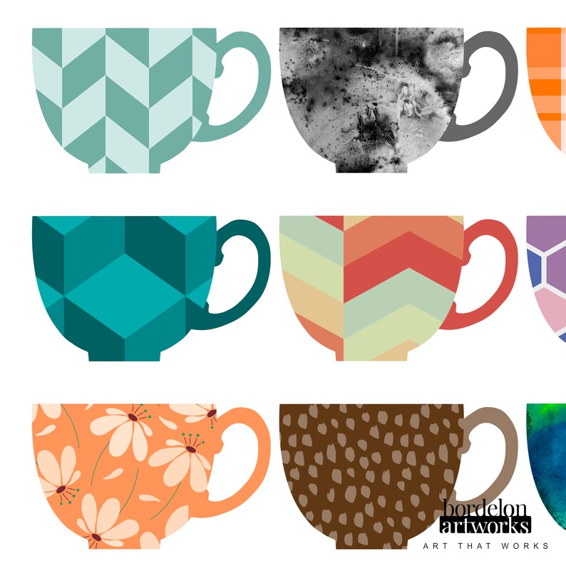 Coffee Cup Poster Teacup Art Tea Gifts Modern Kitchen Wall - Etsy