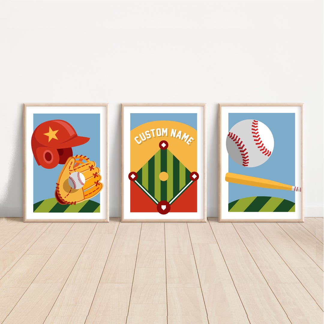 Custom Baseball Wall Art for Boys Room, Personalized Sports Nursery ...
