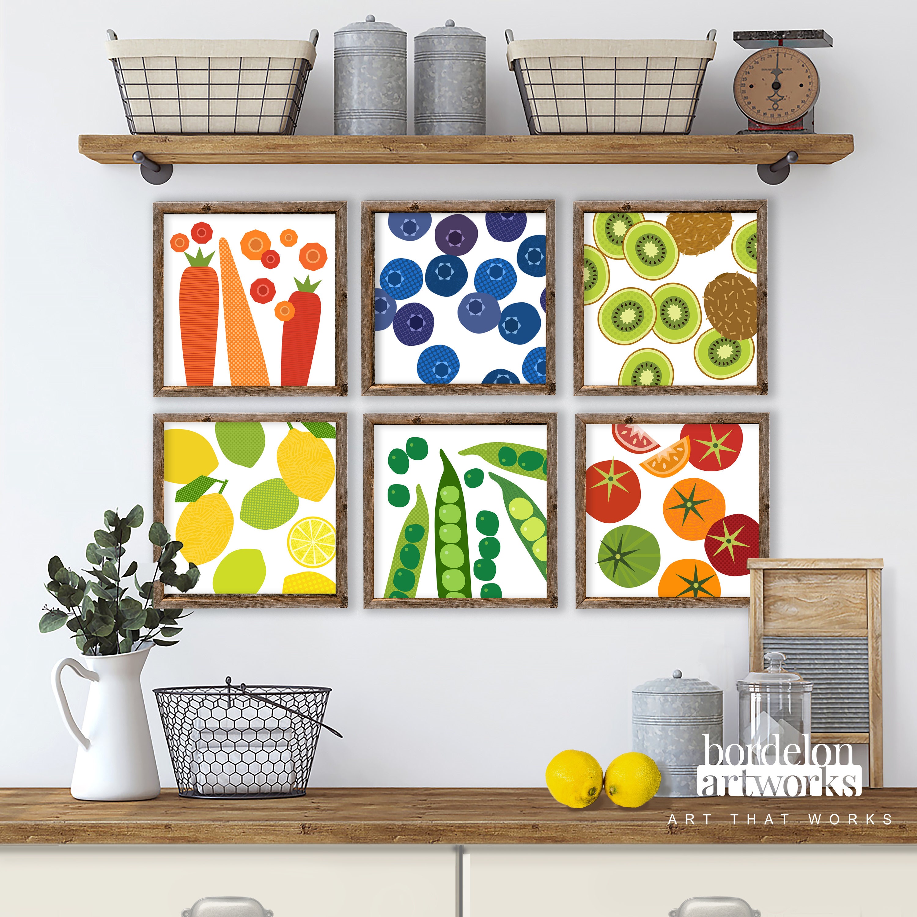 Kitchen Wall Art Set of 6 Prints Food Artwork Printable Wall | Etsy