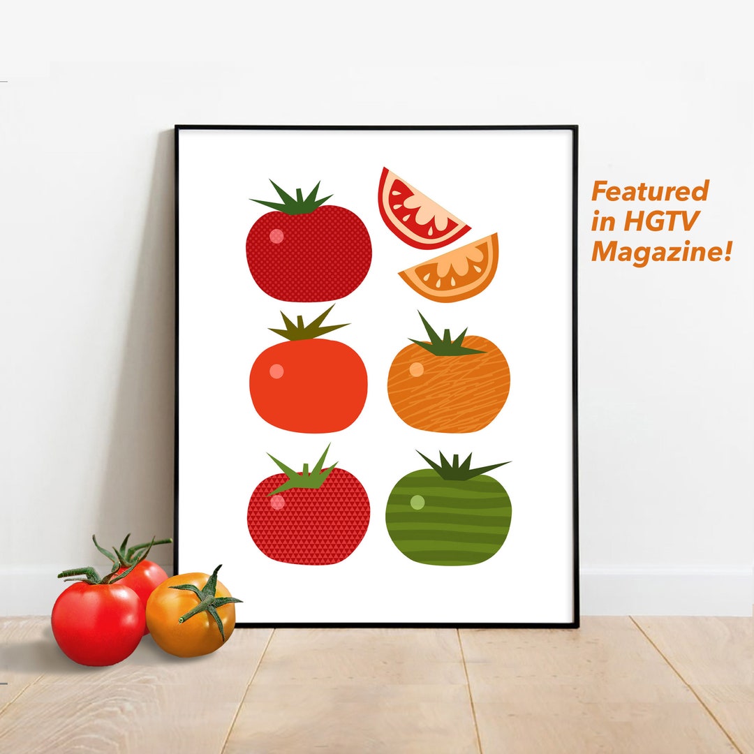 Tomato Print Modern Country Kitchen Decor Vegetable Print - Etsy