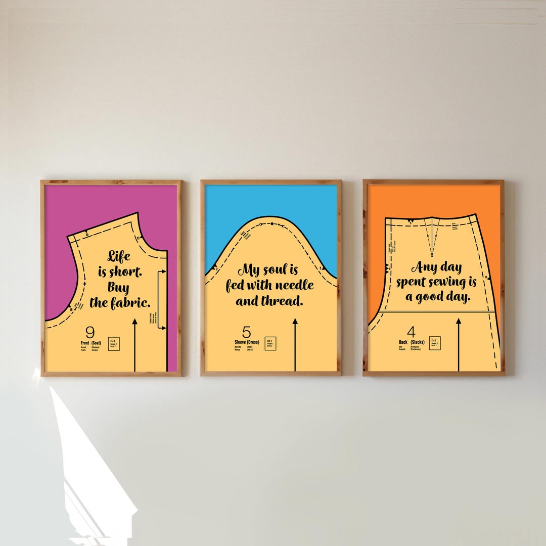 Sewing Posters, Sewing Themed Gifts, Seamstress Gift Idea, Sew Art Set ...