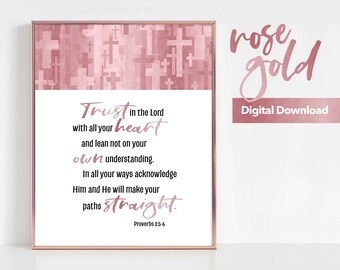 Rose Gold Bible Verse Art - Etsy
