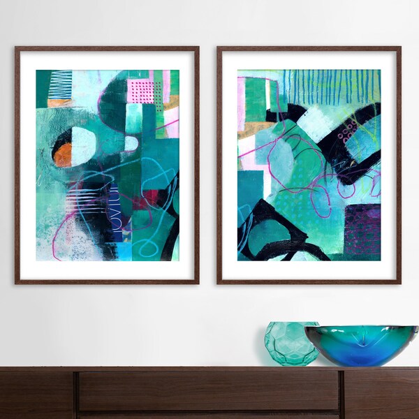 Teal Abstract Art - Etsy