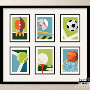 Sport Balls Wall Art Set of 6 Sport Prints Printed and - Etsy