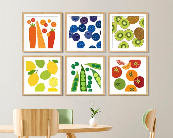 Kitchen Wall Art Set of 6 Prints Food Artwork Printable Wall | Etsy