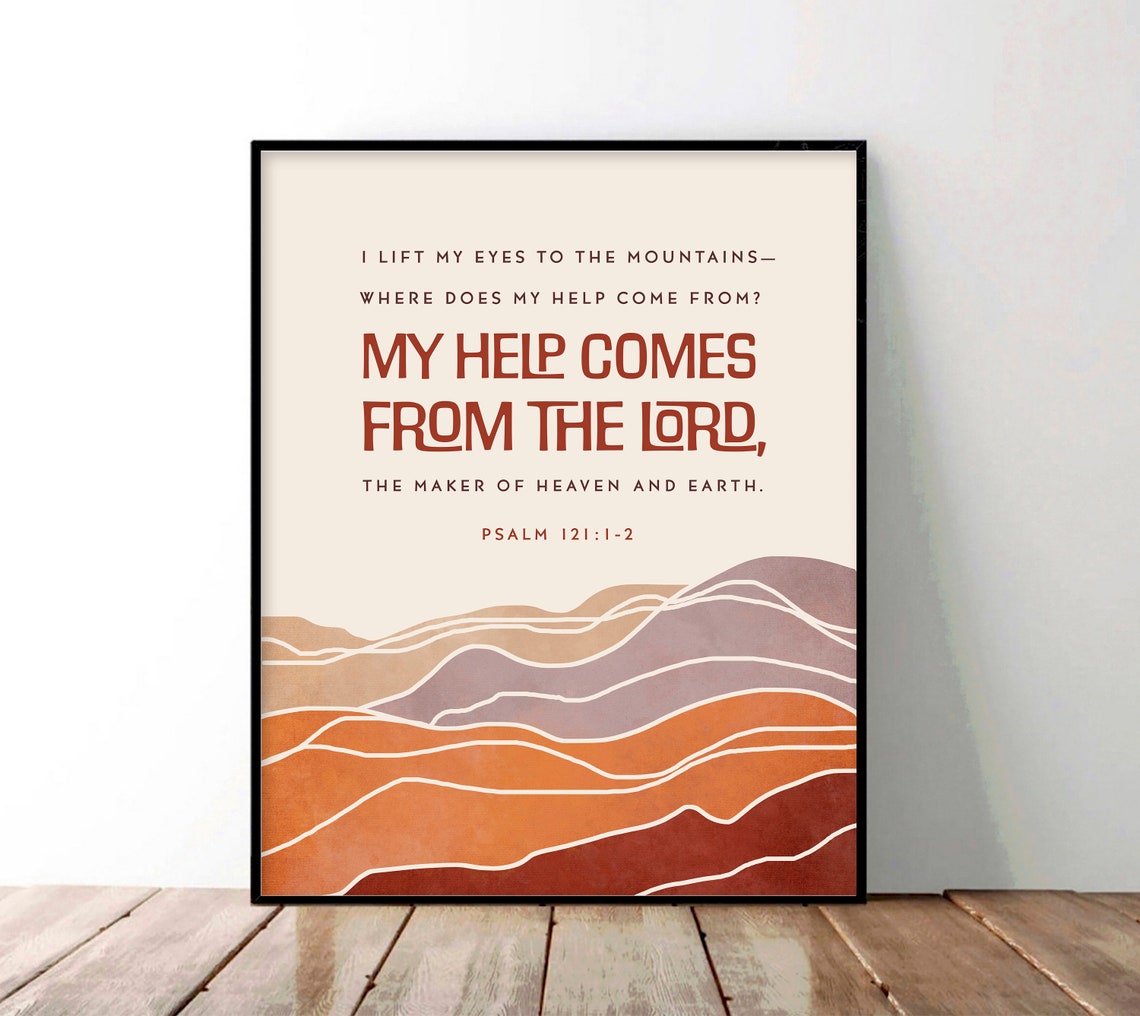 Psalm 121:1 Print Bible Verse Wall Art Christian Gift | Etsy