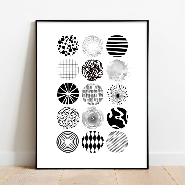 Black and White Circle Painting - Etsy