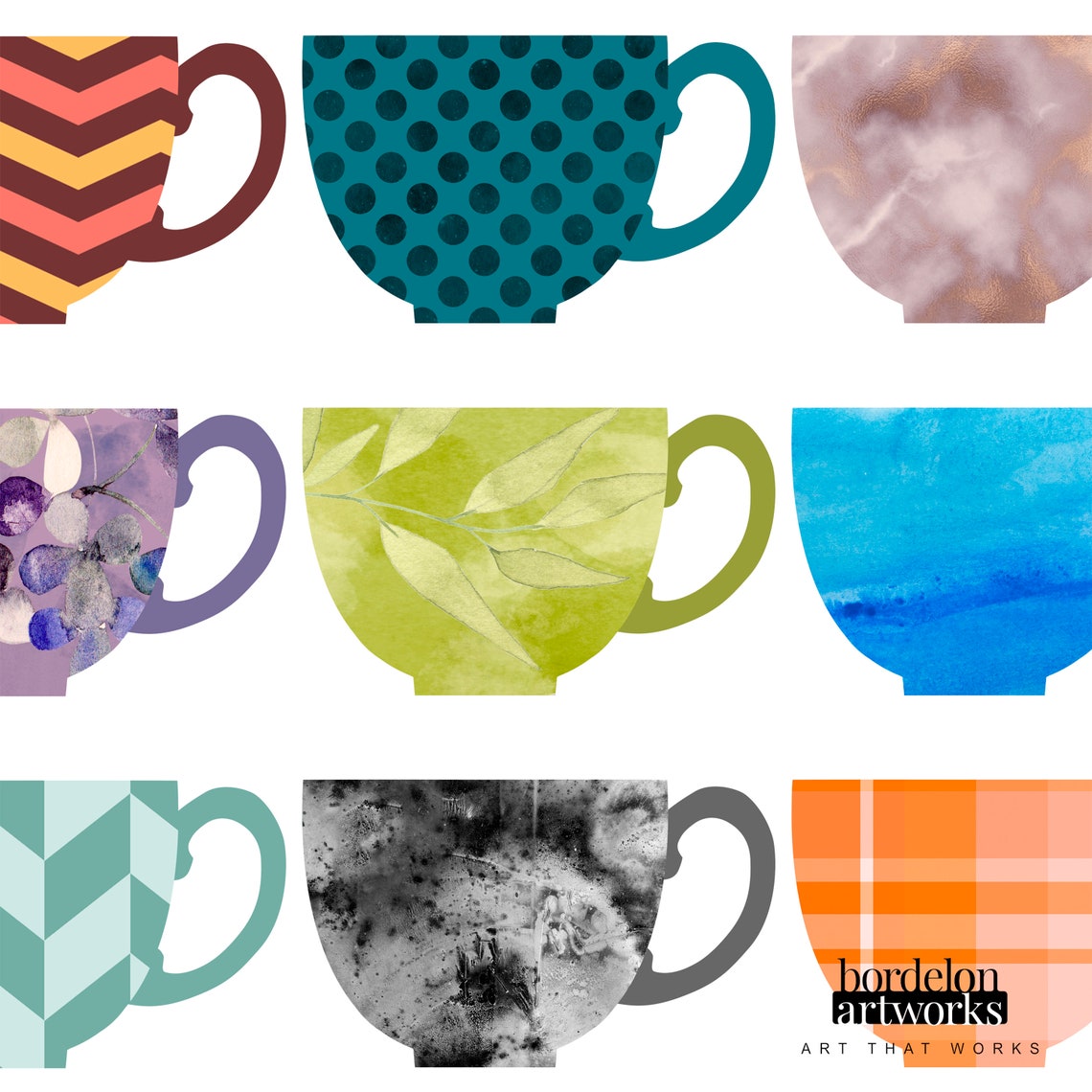 Coffee Cup Poster Teacup Art Tea Gifts Modern Kitchen Wall | Etsy