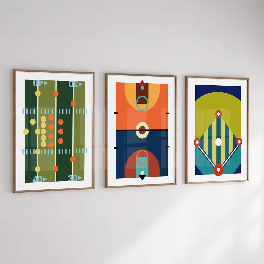 Set of 3 Sports Theme Modern Art Prints Extra Large Wall Art Sport ...