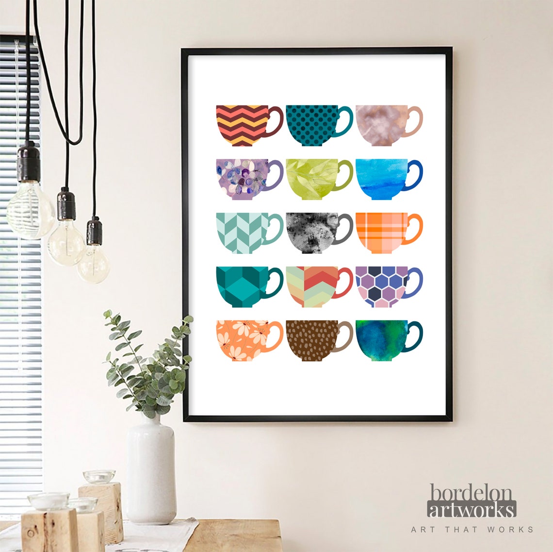 Coffee Cup Poster Teacup Art Tea Gifts Modern Kitchen Wall | Etsy