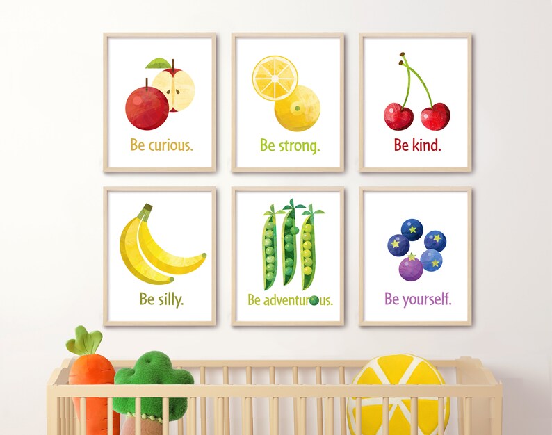 Positive Affirmation Wall Art Fruit Nursery Prints Kids Room - Etsy