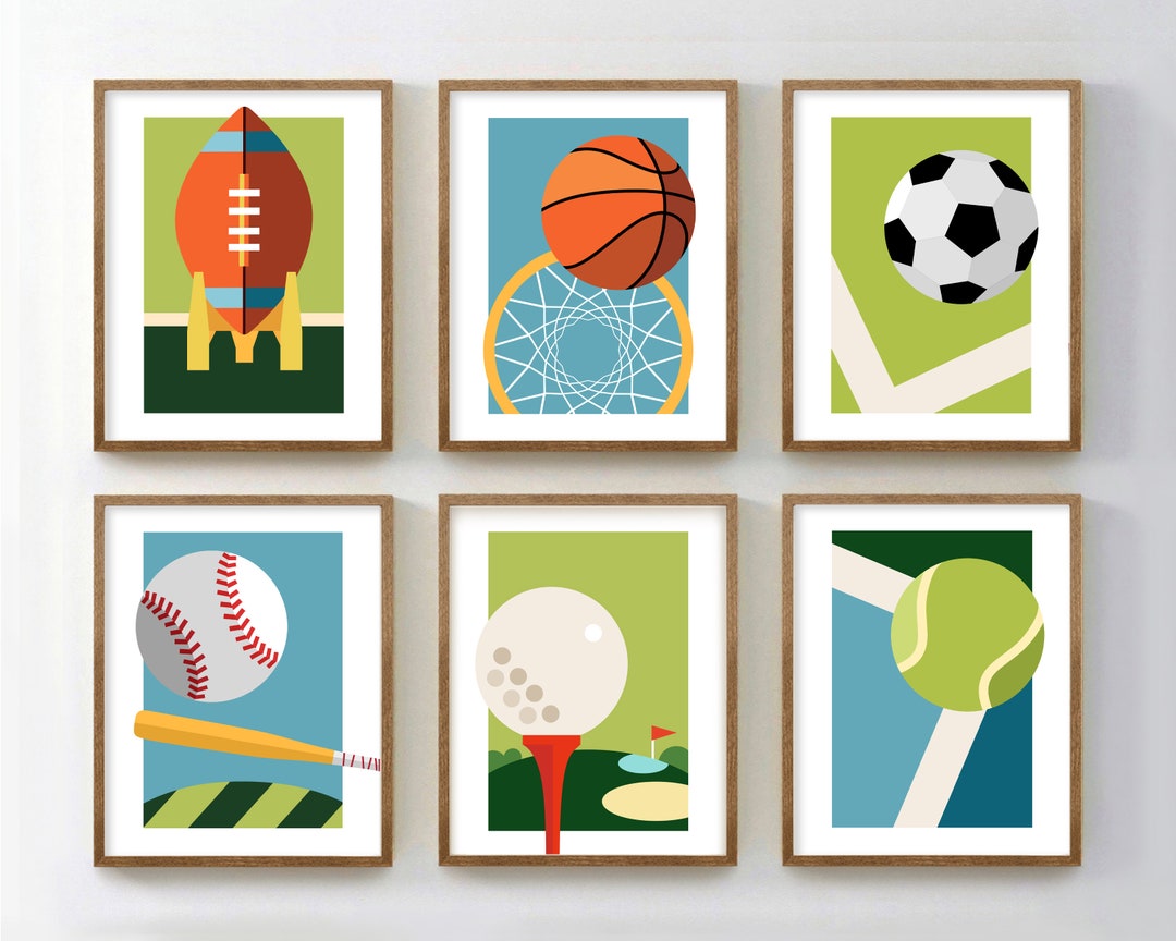 Sport Balls Wall Art Set of 6 Sport Prints Printed and - Etsy