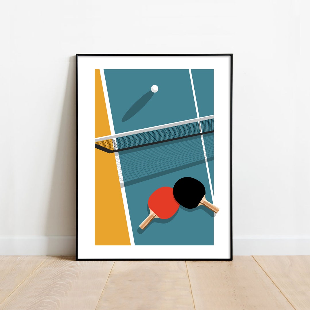 Ping Pong Art for Table Tennis Gifts and Game Room Decor, Rec Room or ...