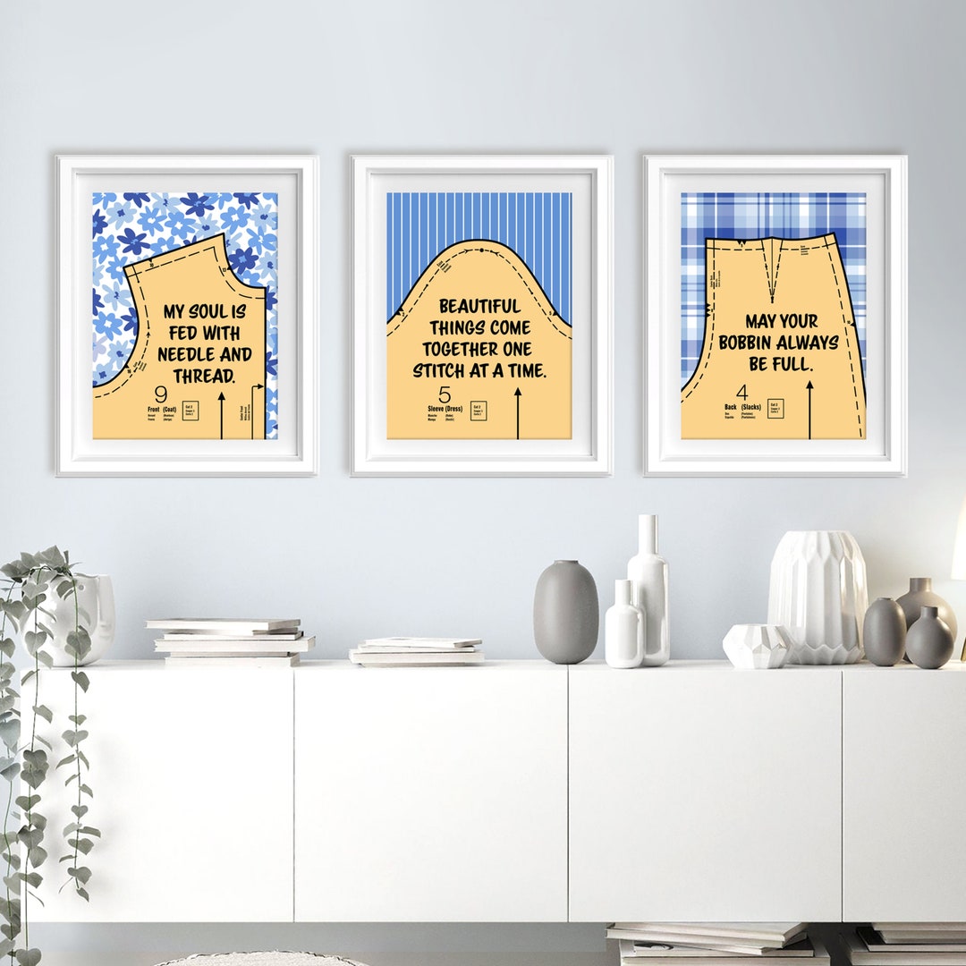 Sewing Art Print Set of 3, Sewing Artwork, Seamstress Gift ...