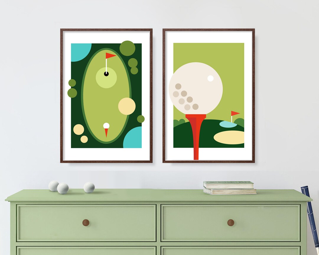 Golf Wall Art Set of 2, Modern Golf Decor, Golf Art Prints for Boys ...