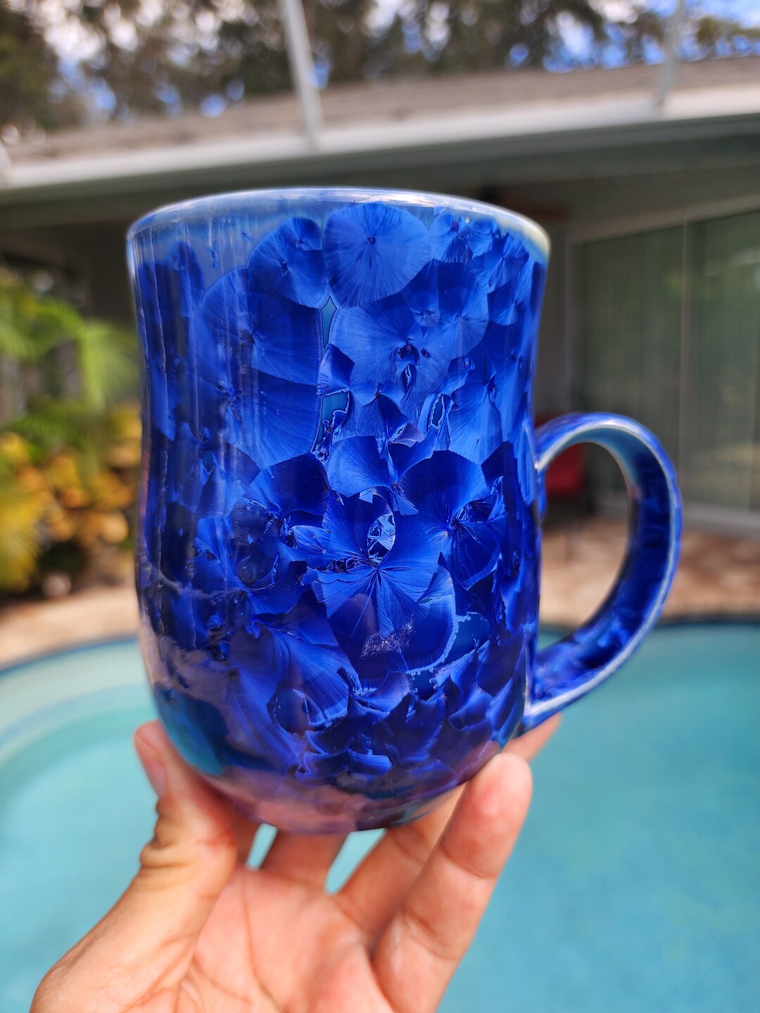 Cobalt Blue Crystalline Mug - Etsy
