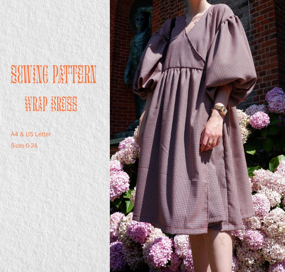 Oversized Wrap Dress Sewing Pattern Sizes 6 - 24 UK / Europe 32-50/ US ...