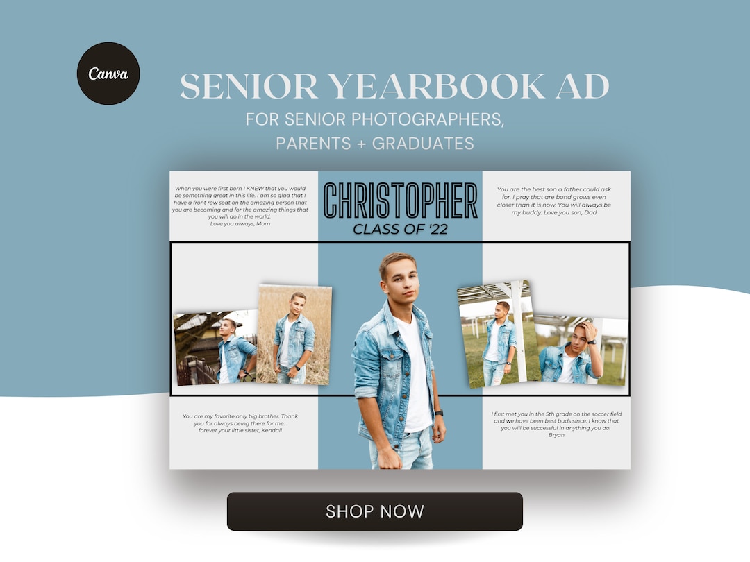 Senior Yearbook Ad Template Half Page, Canva Senior Template, Digital ...