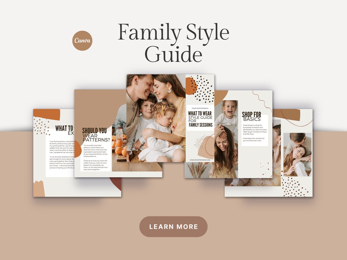 Family Style Guide, What to Wear Canva Guide, Family Session Checklist ...