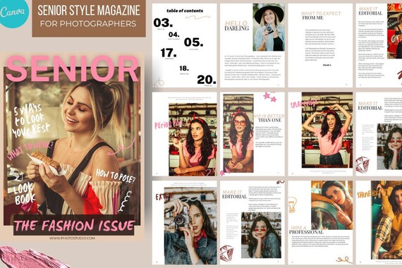Senior Style Magazine Photography Template Senior Guide - Etsy