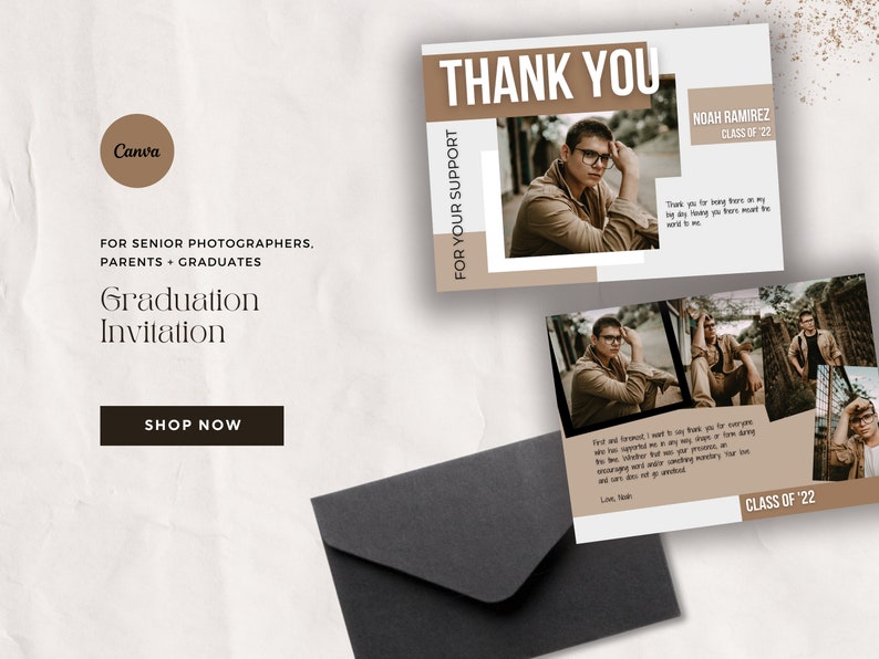 Preppy Senior Thank You Card Template, Editable Card, Canva, Senior ...