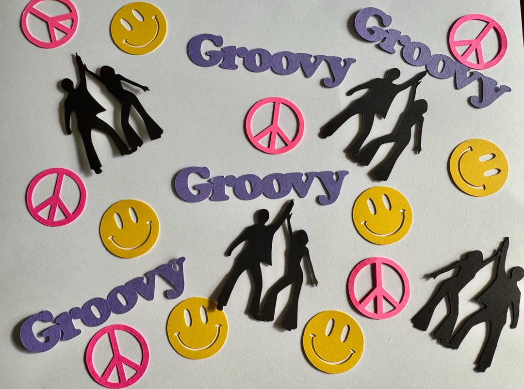 1970's Groovy, Disco, Peace and Smiley Confetti Pack - Etsy