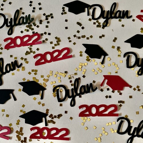 Personalized Graduation Caps and Names Confetti Class of - Etsy