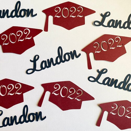 Personalized Graduation Caps and Names Confetti Class of - Etsy